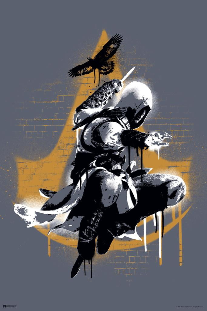 Laminated Assassins Creed Stencil Graffiti Jump Valhalla Origins ...