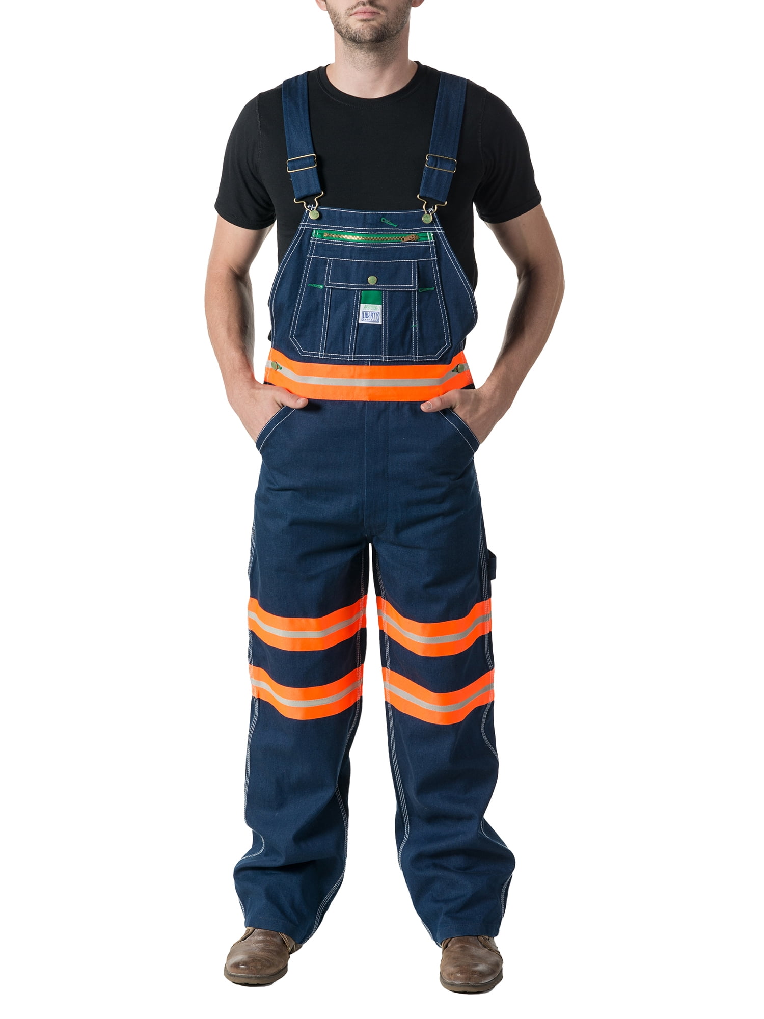 Men's 100% Cotton Rigid Denim Bib with Hi Vis Tape - Walmart.com