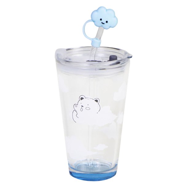 Water Cup Cartoon Household Water Bottle Straw Cup Glass Tumbler for ...