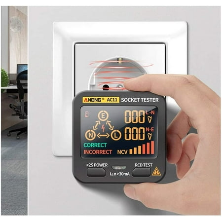 Electrical Outlet Tester, ® Electric Leak Detector LCD Display Earth ...