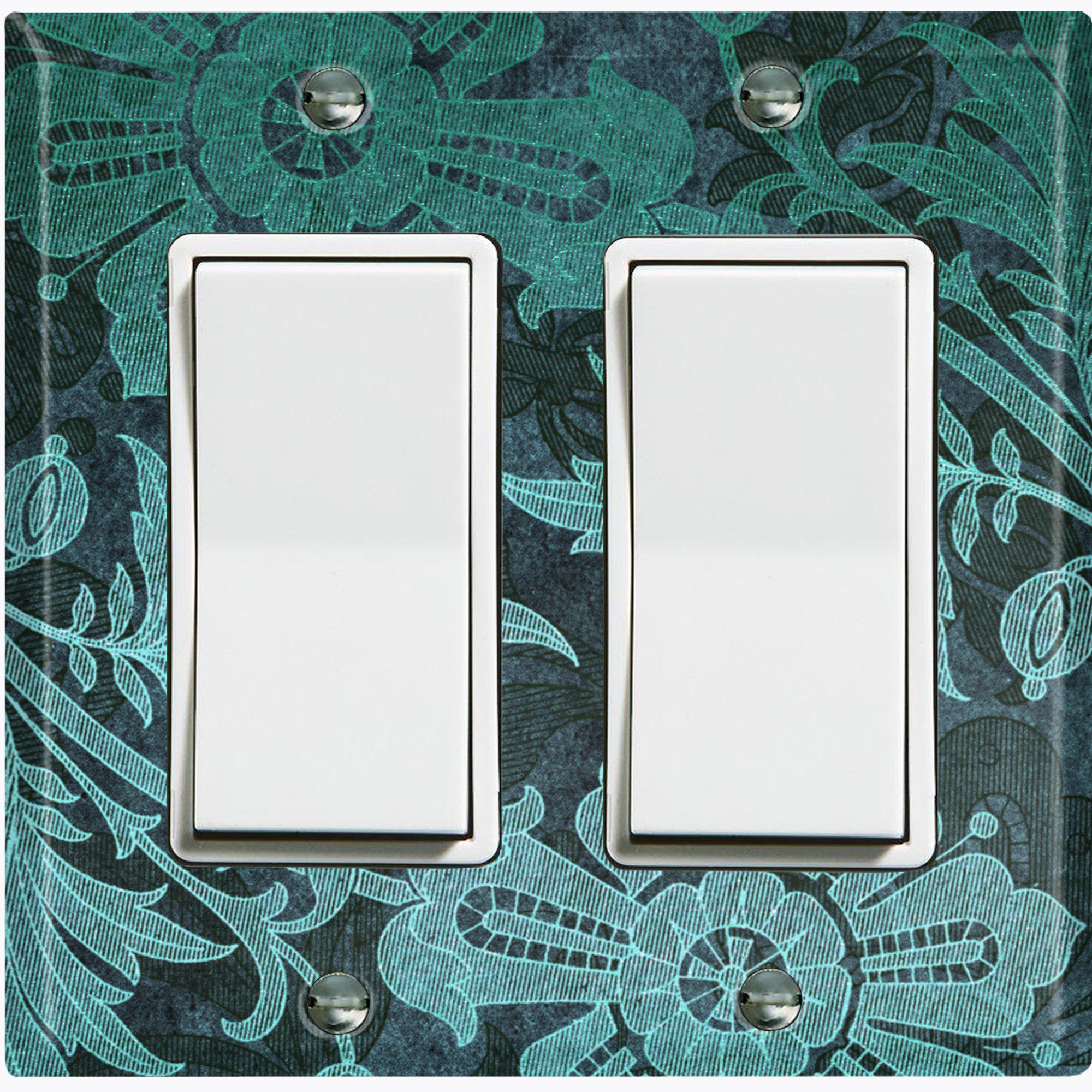 Metal Light Switch Plate Cover Green Floral Damask Wallpaper WAL025 ...