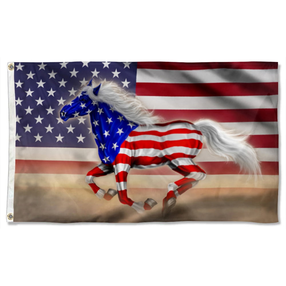 Cayyon Patriotic Horse American Grommet Flag 3x5Feet Banner with 2 ...