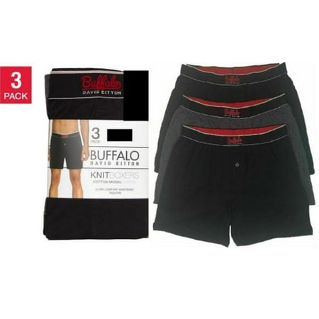 Buffalo - Buffalo David Bitton Mens 3 Pack Knit Boxers (Large, Black ...