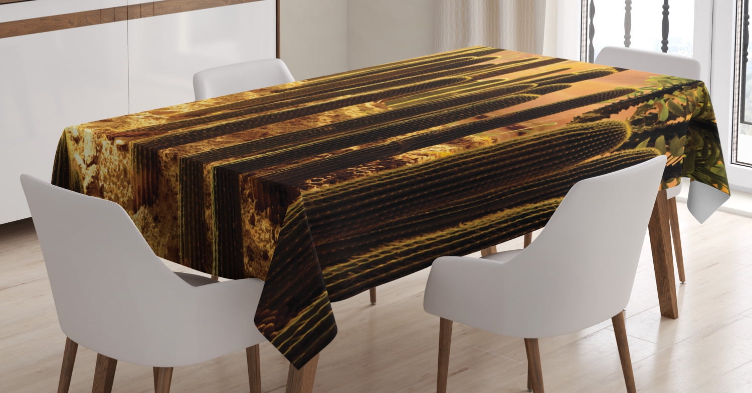 Ambesonne Nature Tablecloth Rectangular Table Cover, Sunset in Wild ...