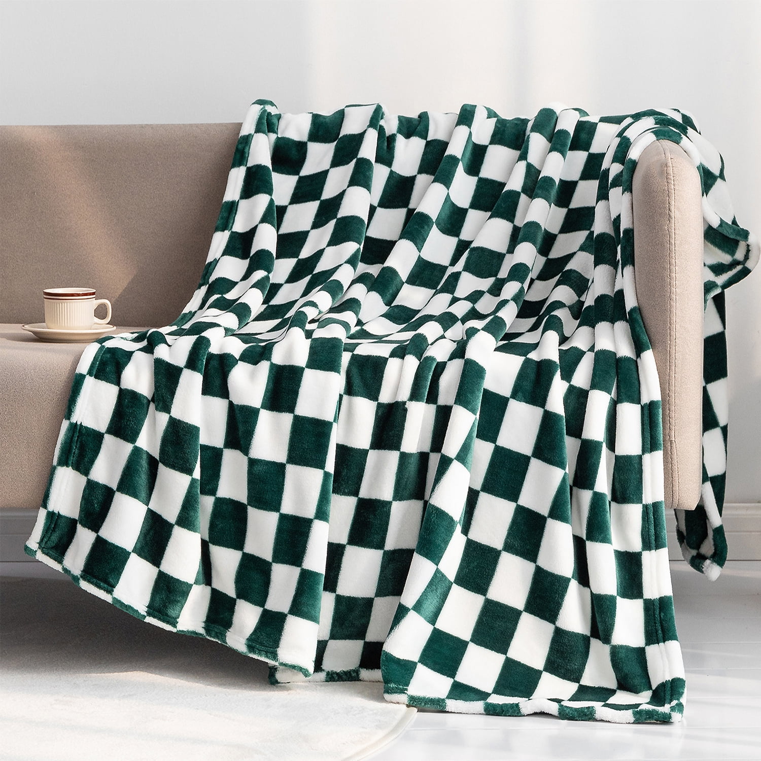 LOMAO Buffalo Check Fleece Throw Blanket Soft Checkered Plaid Blankets ...