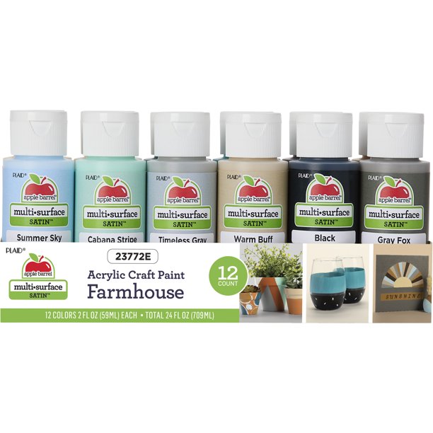 Apple Barrel Multi-surface Acrylic Craft Paint Set, Farmhouse, 2 fl oz ...