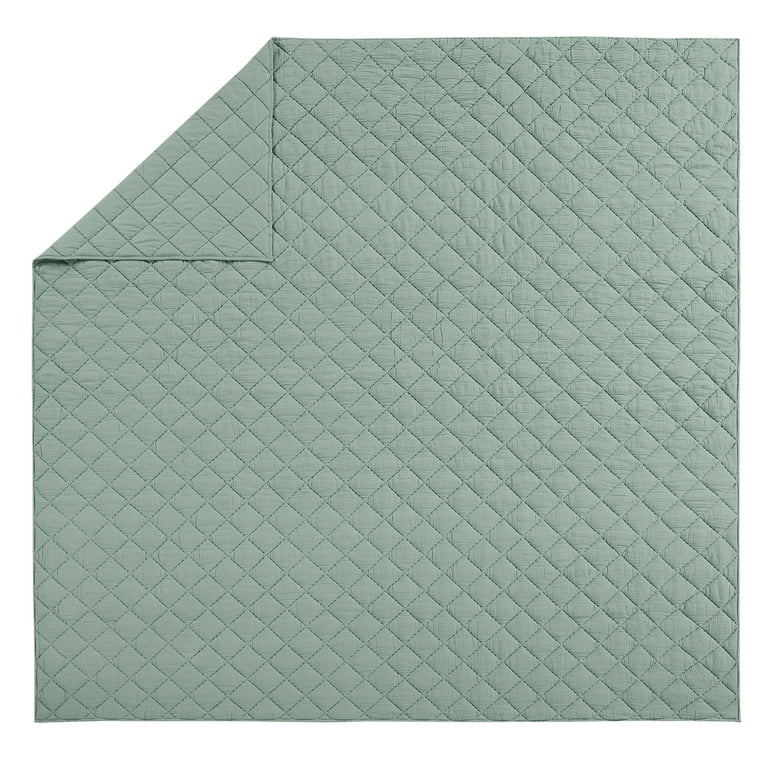 Better Homes Gardens Sage Diamond Gauze Quilt, Full/Queen