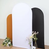 BalsaCircle 7ft White Matte Spandex Round Top Arch Cover for Party ...