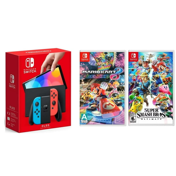 Consola Nintendo Switch OLED Neon - Standard Edition (Versión Internacional) + juegos fisicos de ...