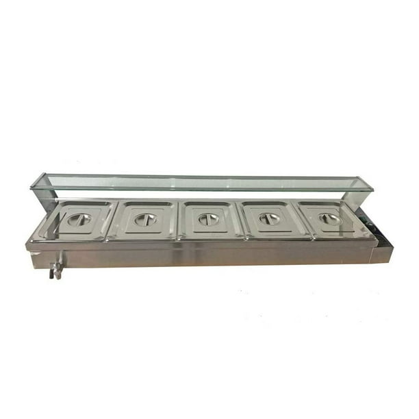 INTSUPERMAI Food Warmer Buffet Heater 5 Pans with Glass Shield ...