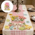 Breathable Linen Fabric Runner In Classical Easter Bunnies Print For ...