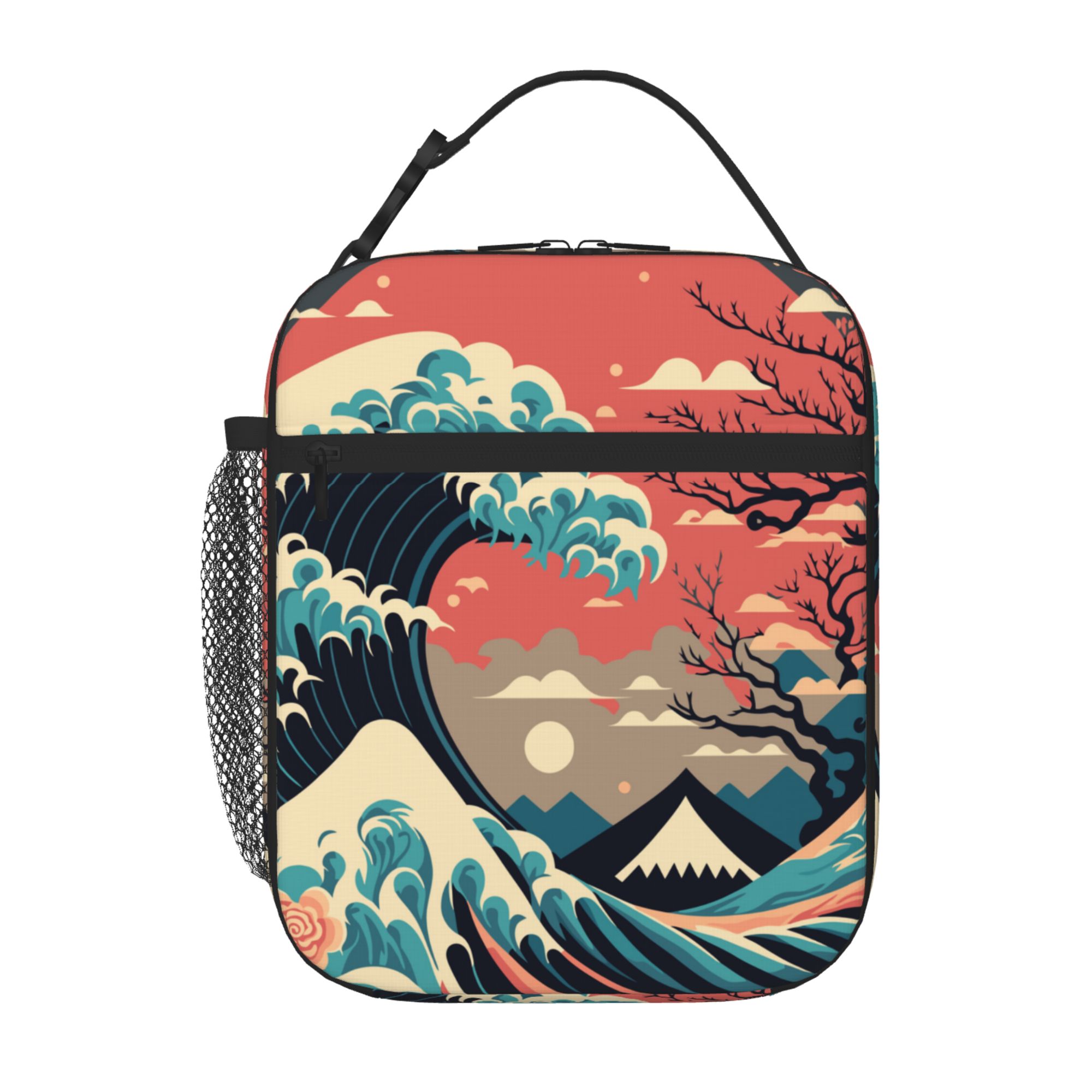 TEQUAN Portable Lunch Bag, Japanese Style Sun Waves Pattern Reusable ...