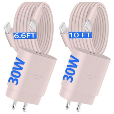 2 pack USB C 30W Fast Chargers with 6.6ft&10ft Cable for iPhone 15/15 ...