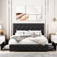 Homfa Faux Leather Storage Platform Bed Frame, Queen Black Bed Frame ...