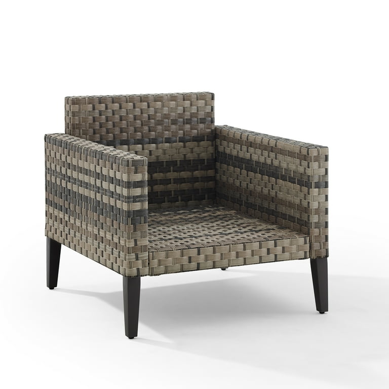 Crosley Furniture Prescott Modern Wicker Outdoor Armchair in Mineral Blue Brown