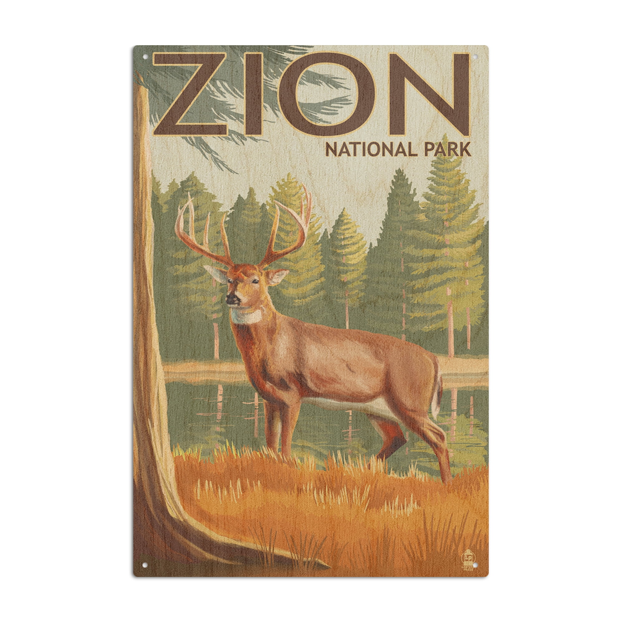 Zion National Park, Utah, Deer Birch Wood Wall Sign (6x9 Rustic Home ...