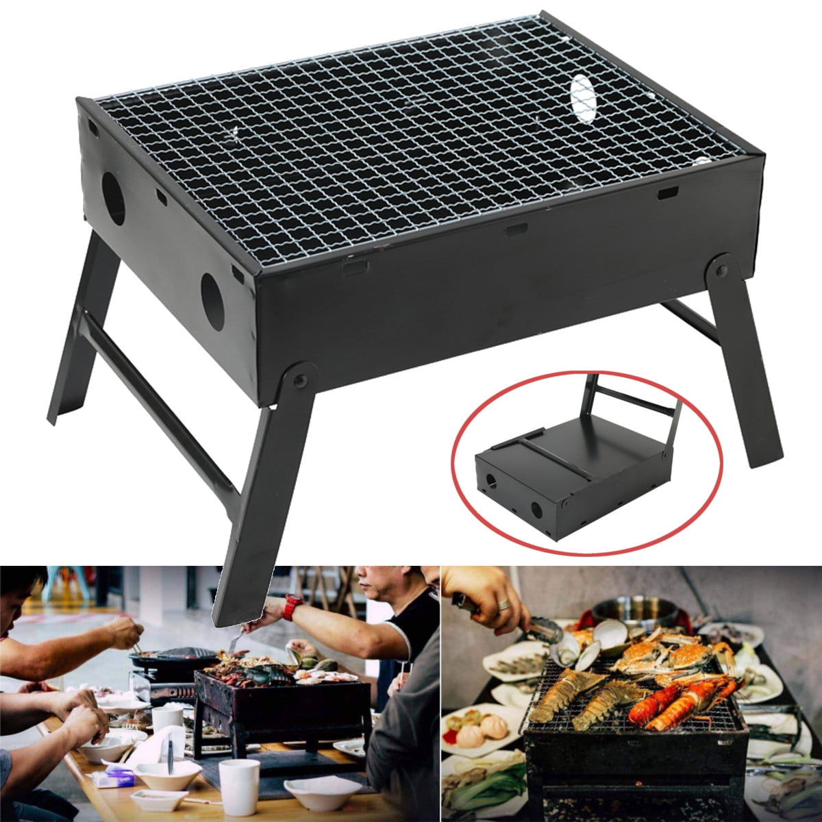 BBQ Charcoal Grill,Folding Portable Barbecue Grill Tools for Outdoor ...