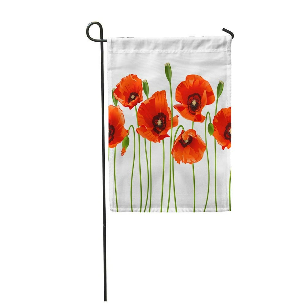 KDAGR Green Poppy Red Poppies in Row Flower Spring Wild Garden Flag ...
