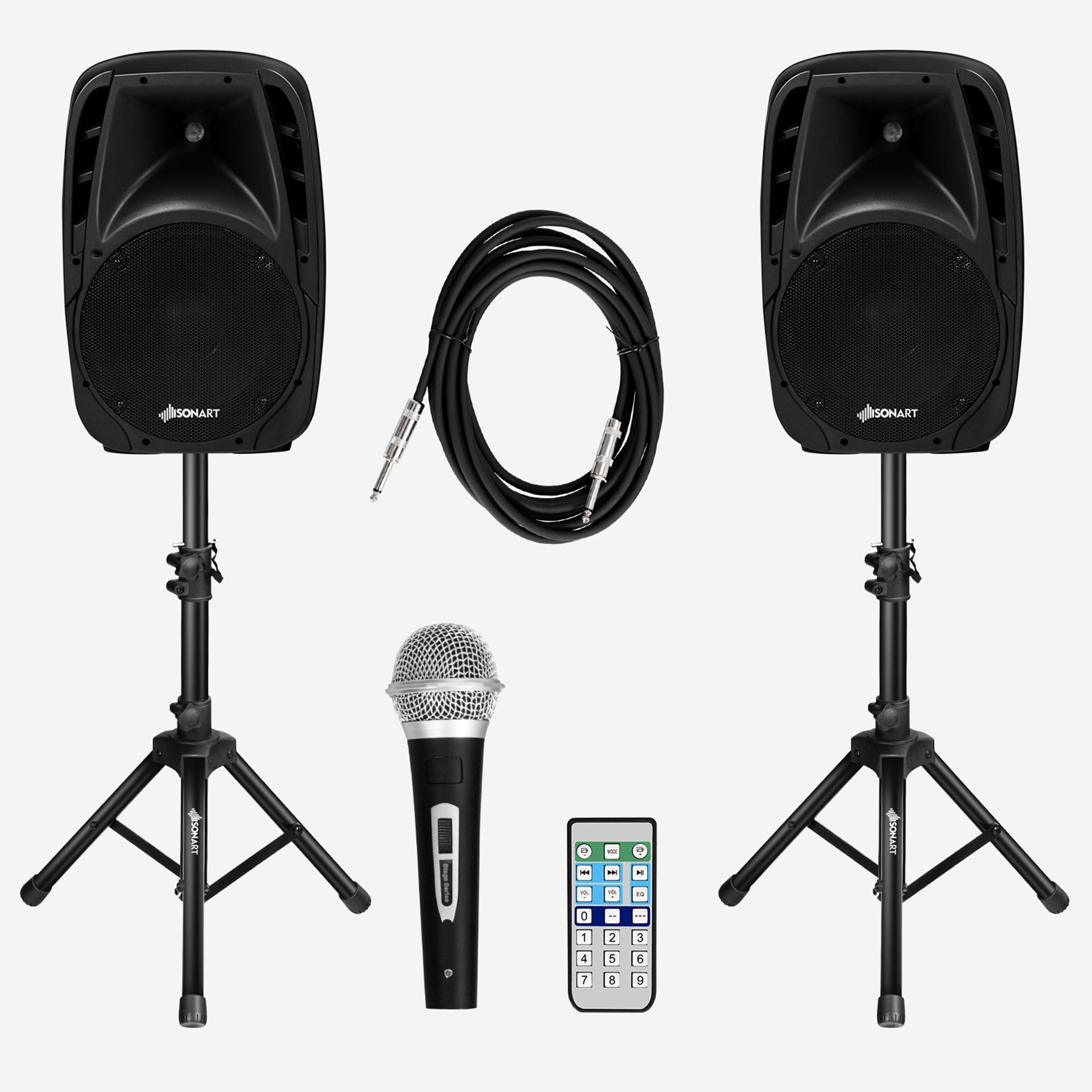 Gymax 1600W Portable 2-Way Powered Speaker System w/ Microphone ...