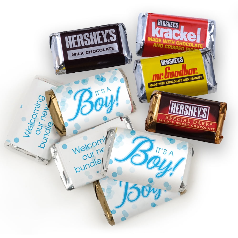 100ct It's a Boy Baby Shower Mini Wrappers for Hershey's Miniatures ...