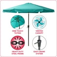 CorLiving 10ft Large Turqoiuse Round, Market Patio umbrella with Side ...