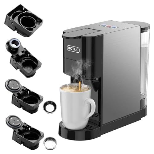 KOTLIE Single Serve Coffee Maker, 19Bar Espresso Machine, 4in1 Coffee Machine for K cups Capsule ...