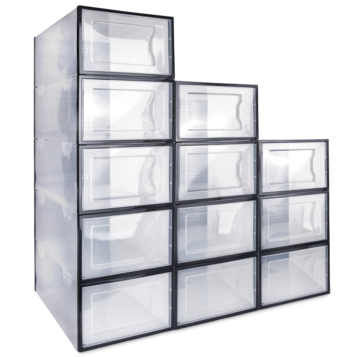 LeaderPro Clear Shoe Ogranizer for Closet,Shoes Boxes Bins Stackable ...