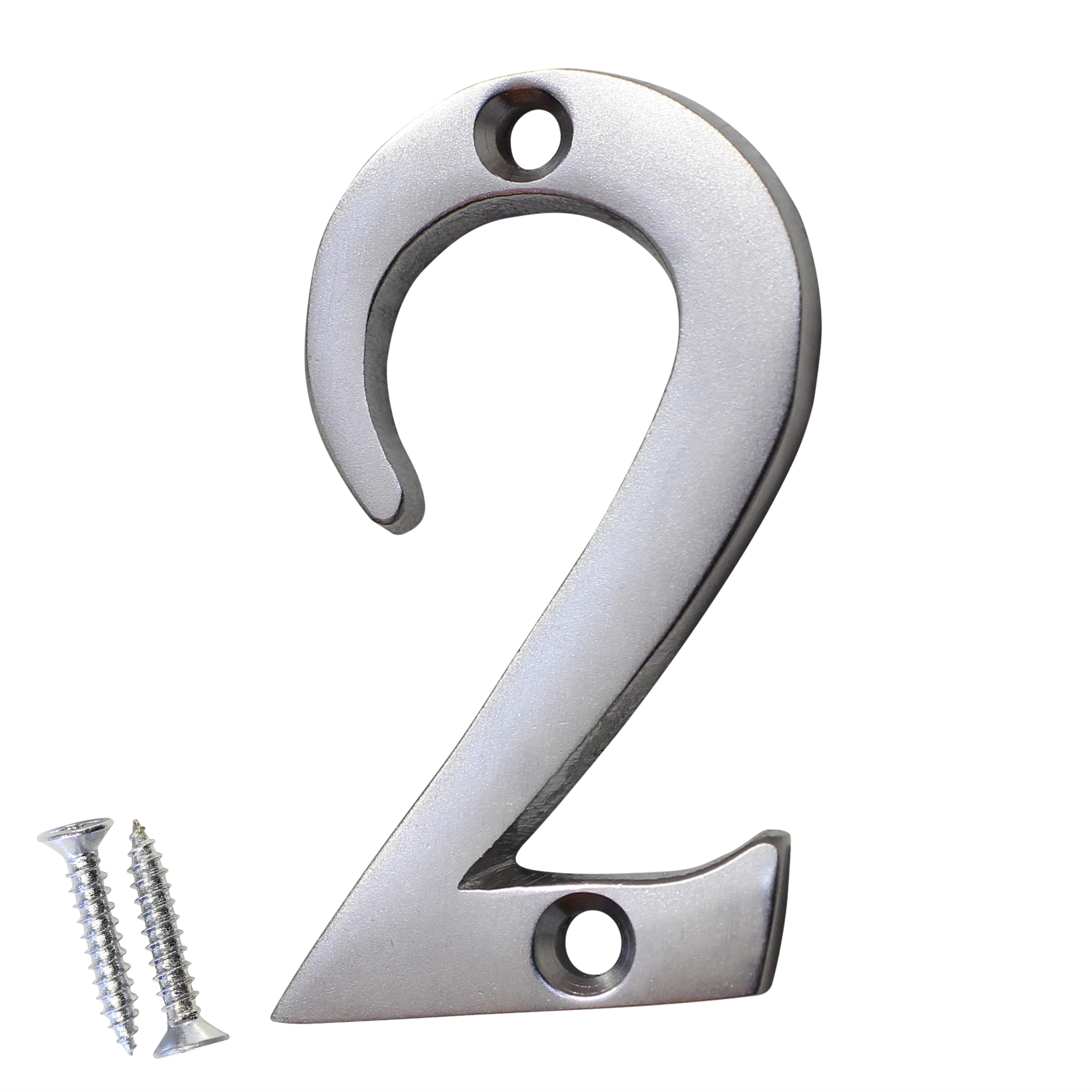 RCH Hardware NO-BR235-50 Brass House Number, 2 Inch, Satin Chrome ...