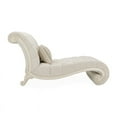 Michael Amini Chamberi Velvet Chaise Lounge in Ivory/Classic Pearl ...