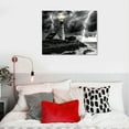 COMIO Black and White Lightning Canvas Wall Art Lighthouse Pictures ...