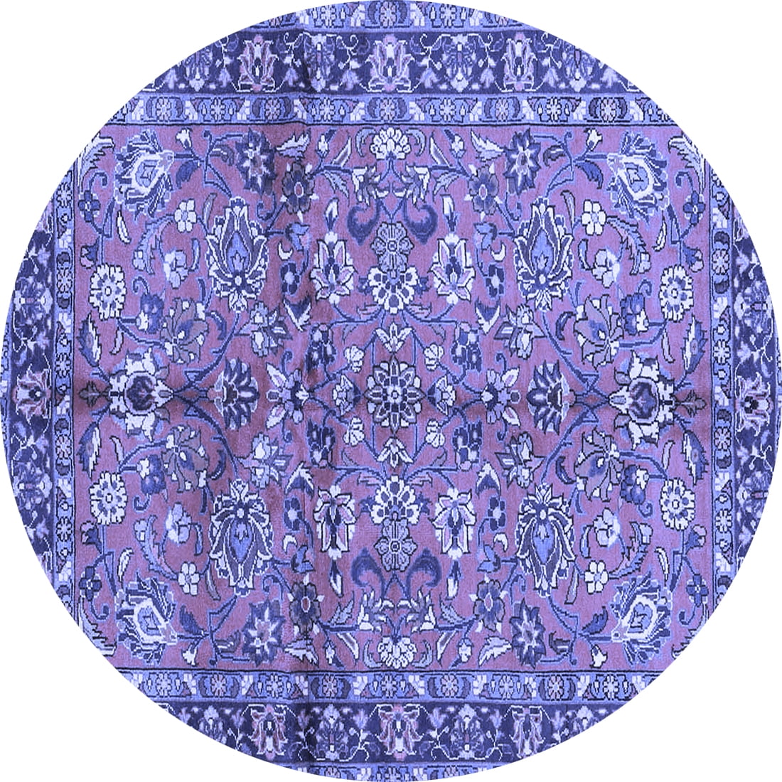 Ahgly Company Indoor Round Abstract Blue Contemporary Area Rugs, 8 ...