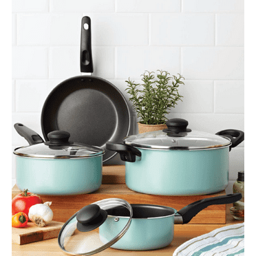 Mainstays 9-Piece Nonstick Cookware Set, Polished Aluminum - Walmart.com