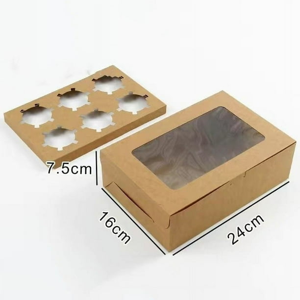 SHENMO 20 Pack Bakery Kraft Cupcake Boxes Container Brown Kraft Paper ...