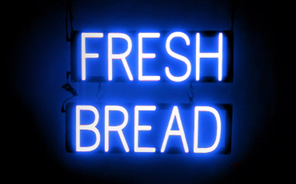 SpellBrite FRESH BREAD LED Sign for Business. 20.4" x 15.0" Blue FRESH ...