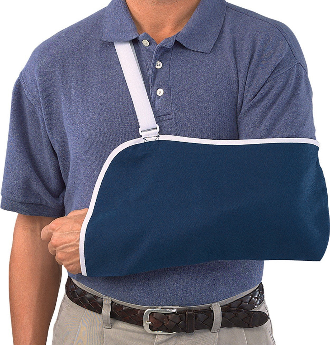 Mueller Adjustable Arm Support Injury Recovery Pain Relief Sling, Blue ...