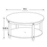 Lane Round Coffee Table with Lower Shelf in Espresso Wood Finish ...