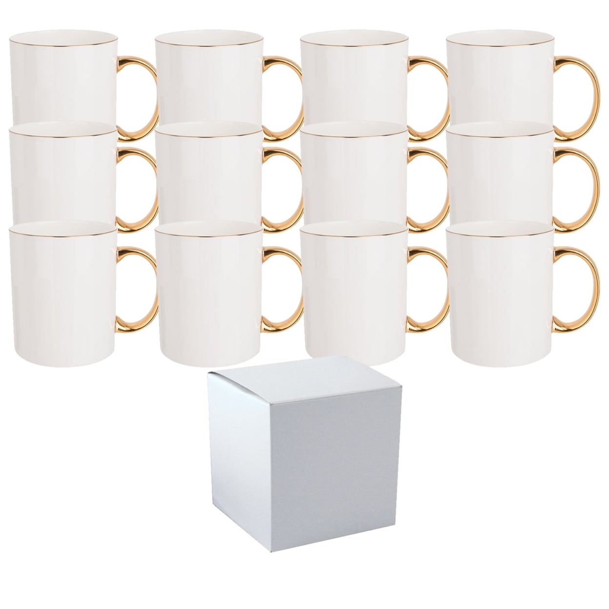 Mugsie 12 Pcs 11OZ Gold Rim & Handle Sublimation Mugs With Individual ...