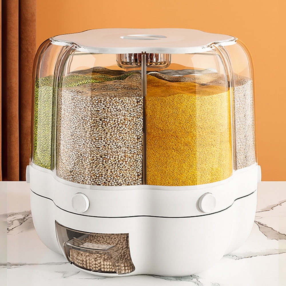 Grains Storage Boxes Bins 360° Rotation Design Transparent Kitchen ...