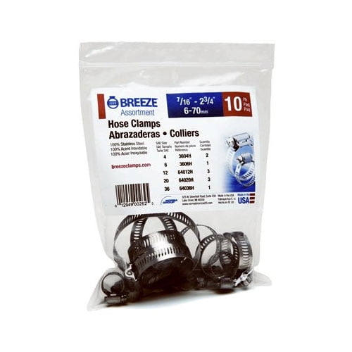 NORMA GROUP/BREEZE 10 PC ASST 10PC Stainless Steel Hose Clamp - Walmart.com