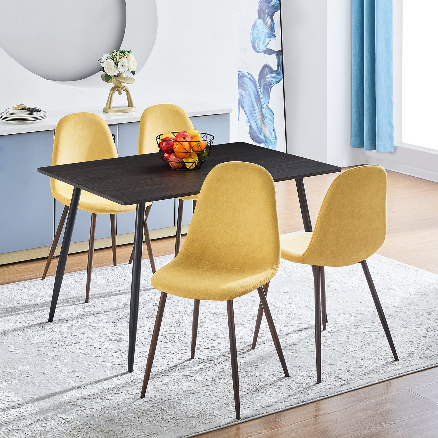 Homy Casa Set of 4 Upholstered Side Chair Dining Chairs for Kitchen ...