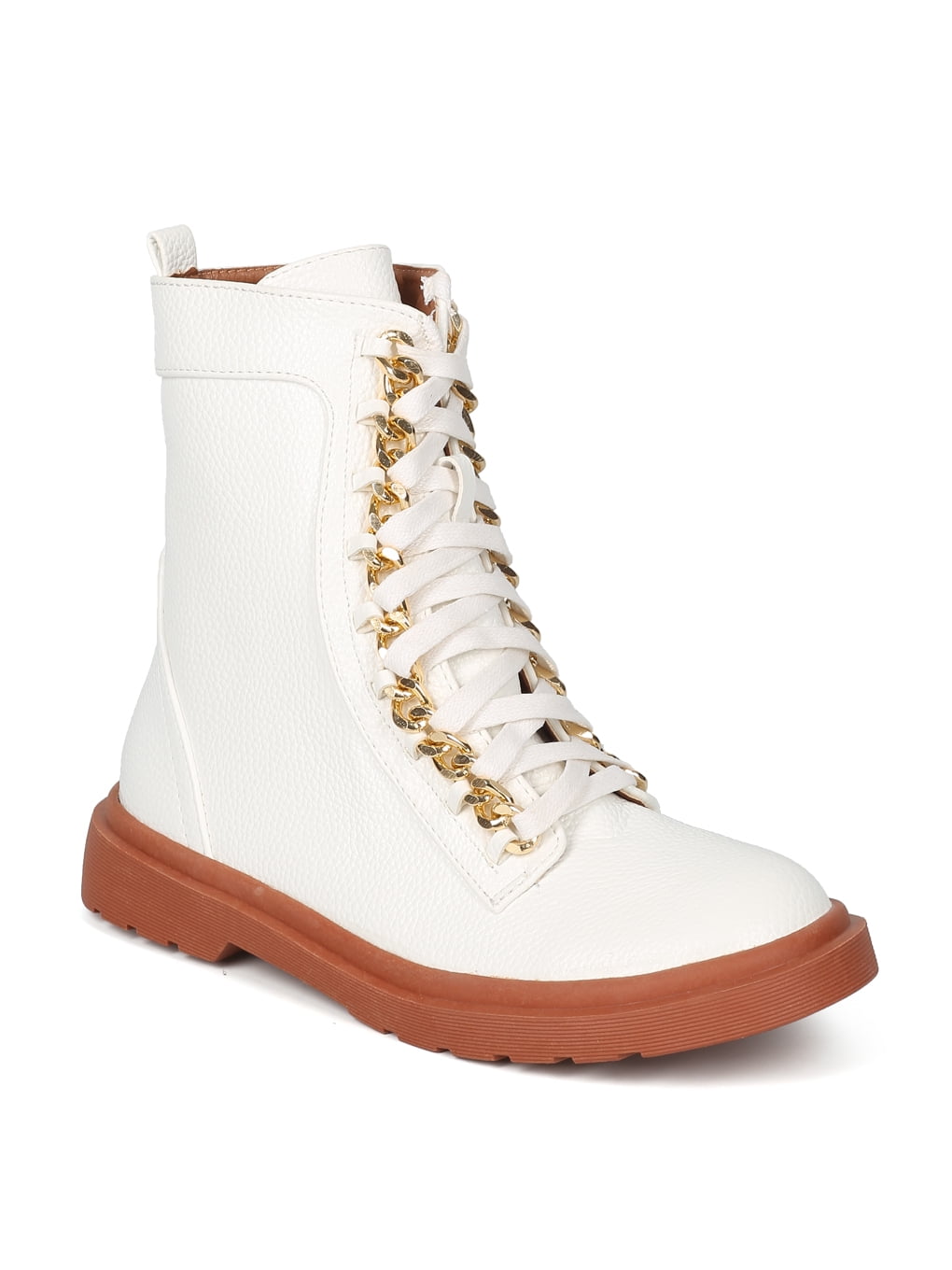 New Women Leatherette Chained Lace Up Combat Boot - 18027 By Cape ...