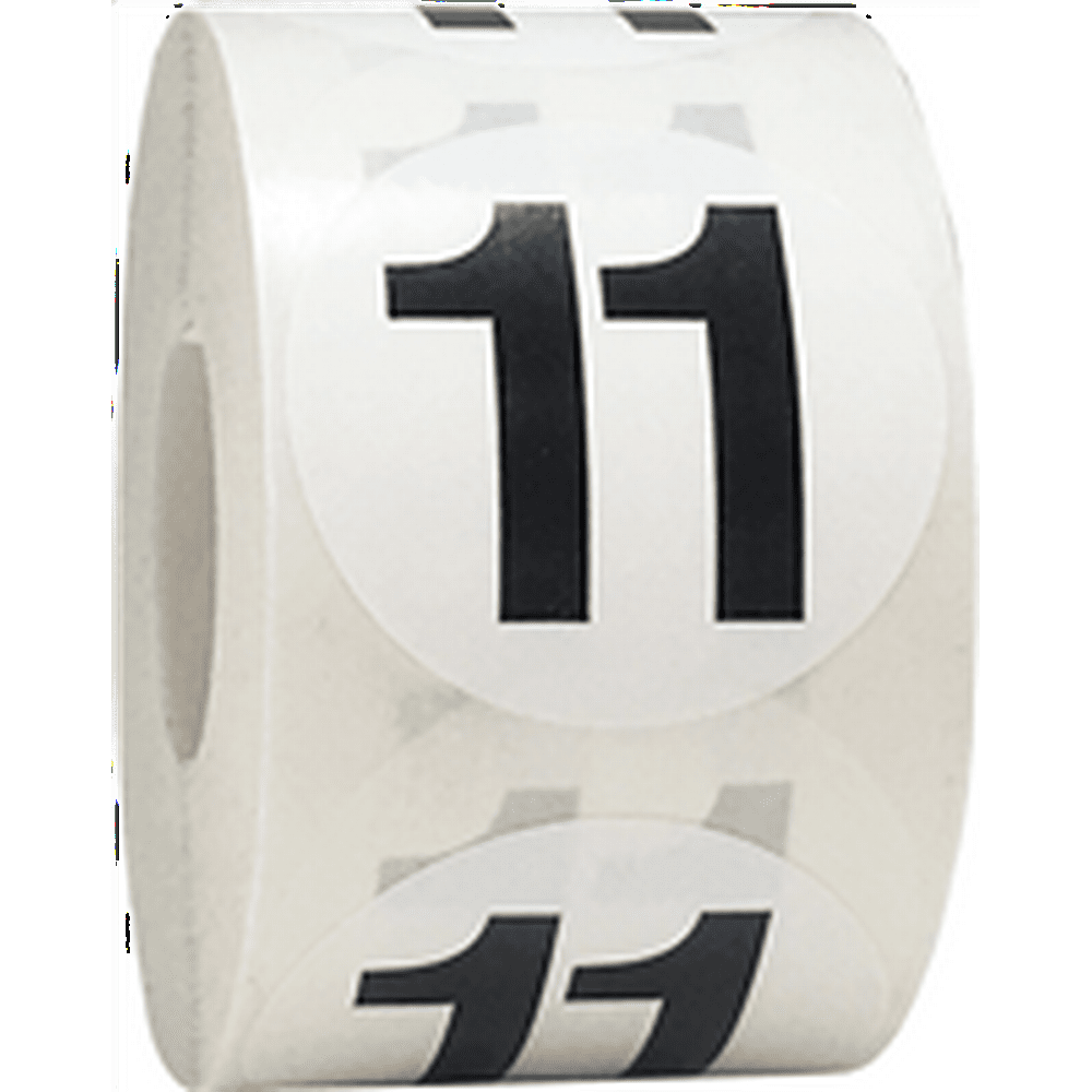 Black Number 11 Circle Stickers | 1.5" Inches Round | 500 Pack ...