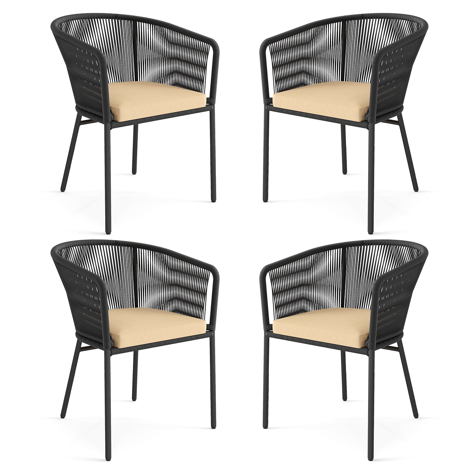 Click here for Gymax Patio Dining Chair Set Of 4 W/Backrest Armre... prices