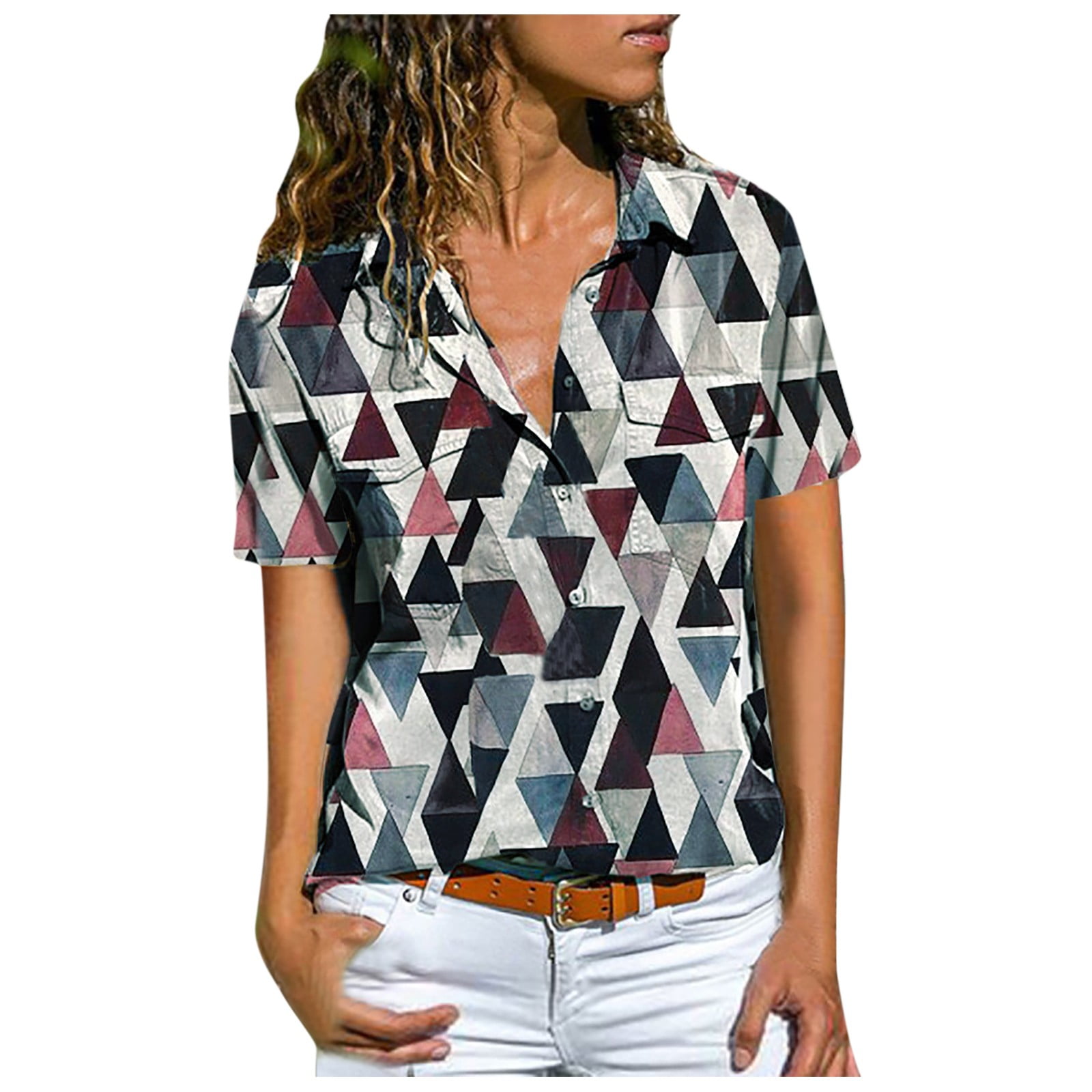 Fashion Tops Women Top Long Womens Shirts Short Sleeve Basic Tops 100 ...