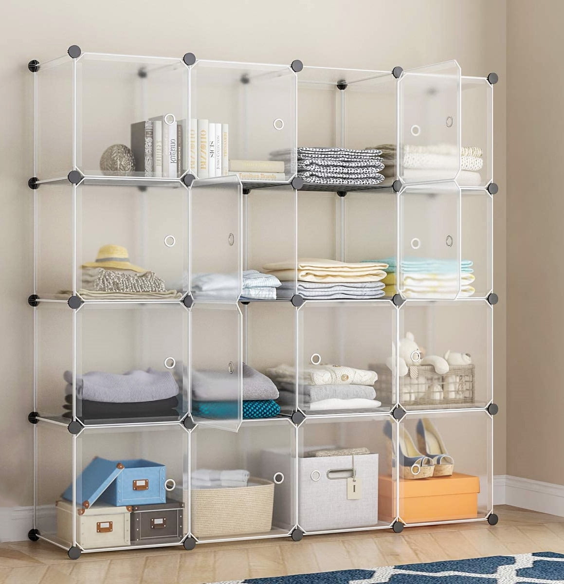 Zimtown 16-Cube Portable Closet Wire Cube Storage, Modular Bookshelf ...