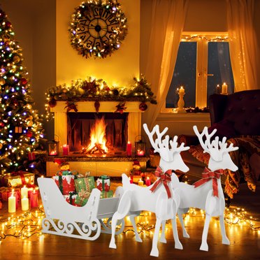 Best Choice Products Large 3-Piece 4ft Reindeer & Sleigh Set, Xmas ...