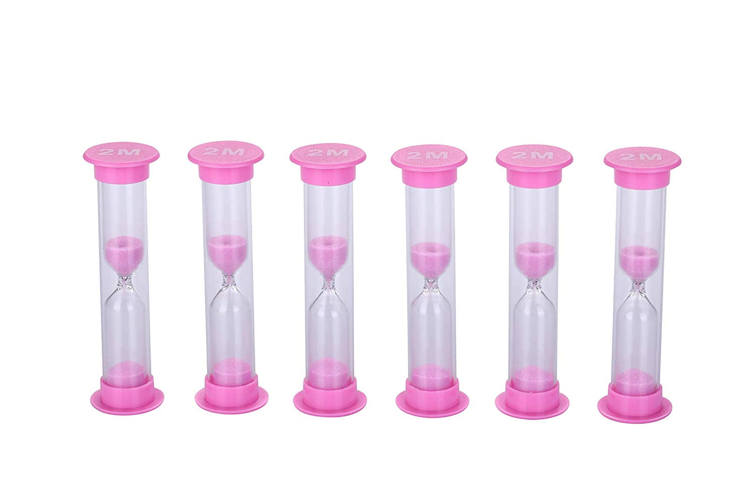 6 Pcs Plastic 2 Minutes Sand Timer Sandglass Hourglass Sand Clock, Pink ...