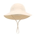 Baby Solid Color Bucket Hat, Wide Brim Cotton Sun Hat with Adjustable ...