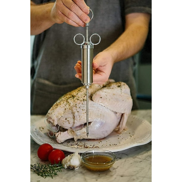 Meat Injector Syringe - Professional grade Stainless Steel Marinade ...