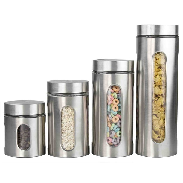 Home Basics 4 Piece Stainless Steel Canister Set - Walmart.com